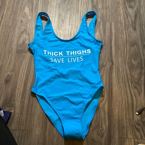 no brand | Swim | One Piece Swimsuit Thick Thighs Save Lives Size M | Poshmark